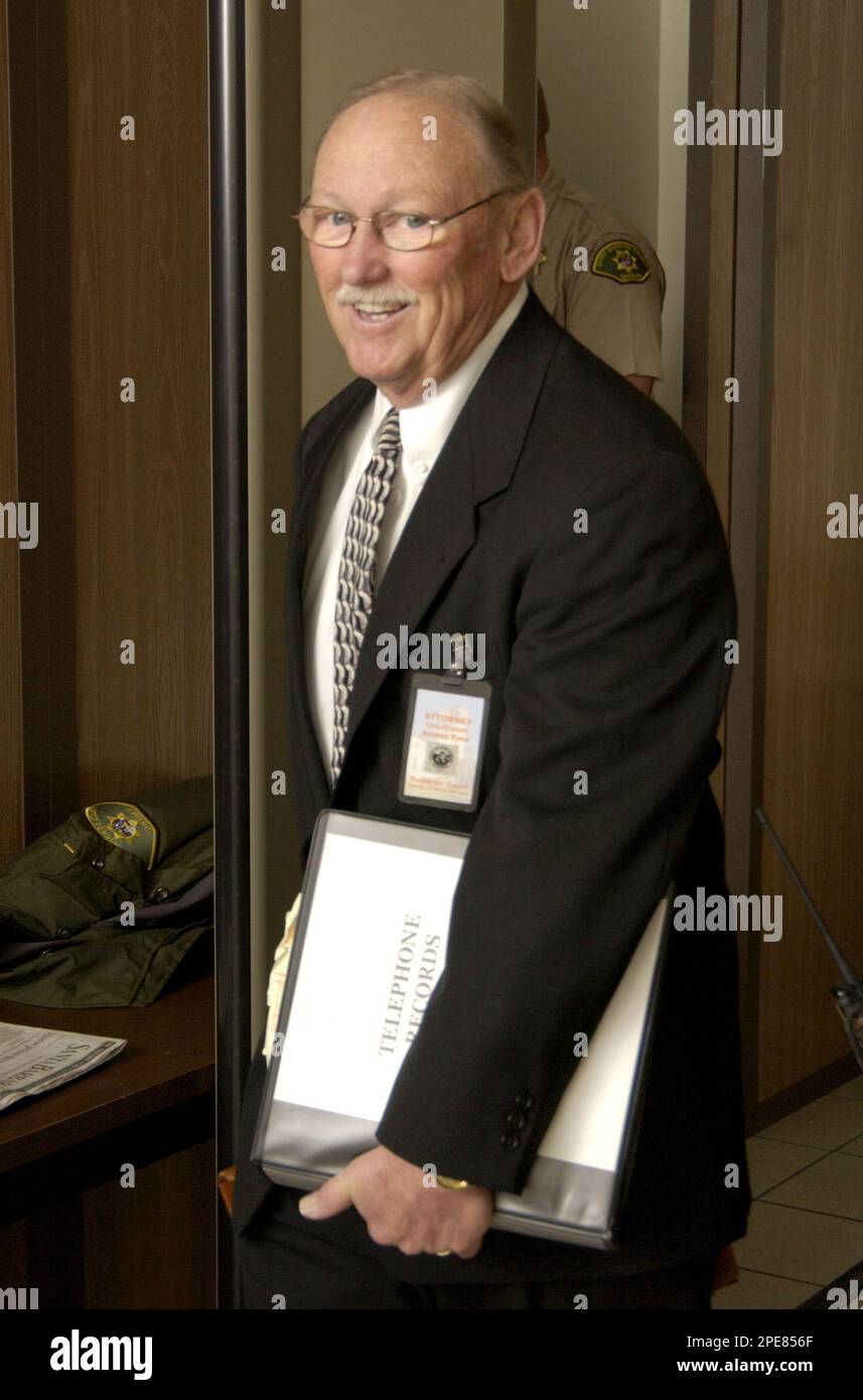 Attorney Thomas Sneddon arrives to the Santa Barbara County courthouse ...