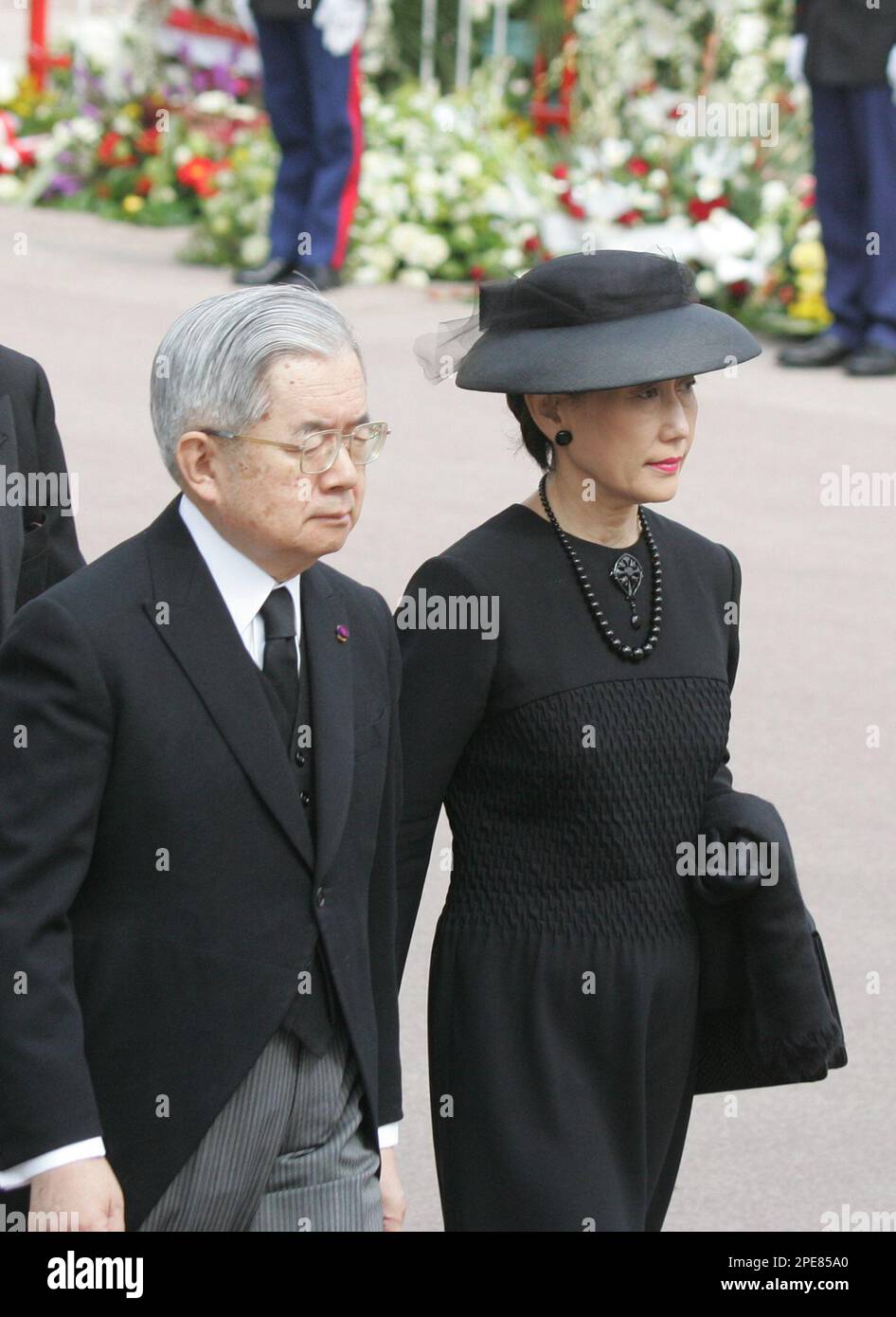 Japan's Prince Hitachi and his wife Princess Hanako leave the Monaco ...