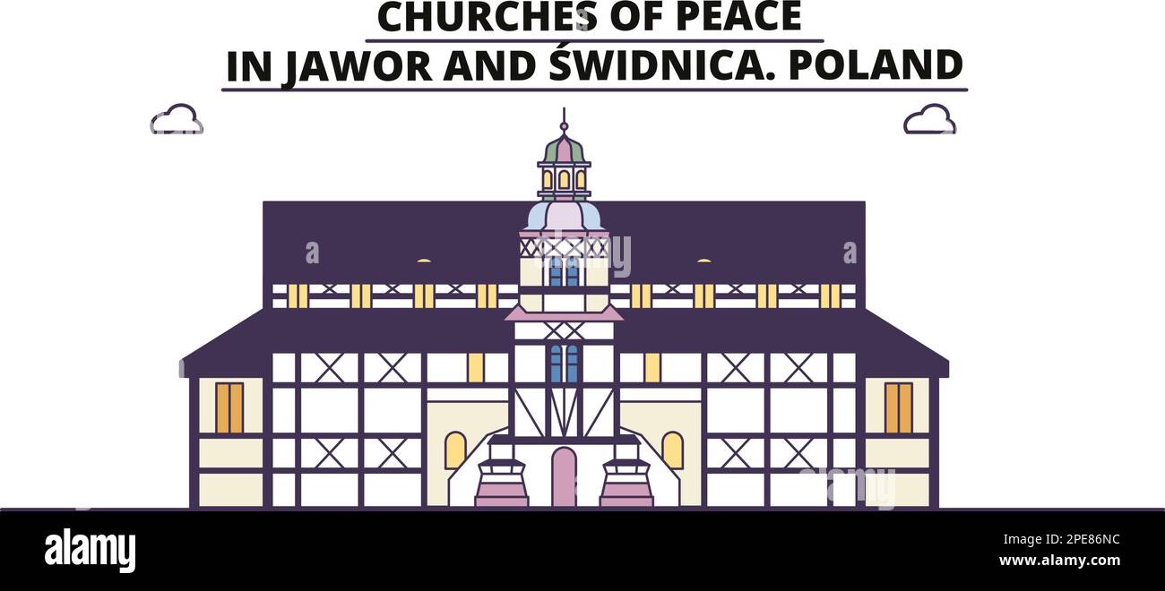 Poland, Jawor And Swidnica, Churches Of Peace tourism landmarks, vector ...
