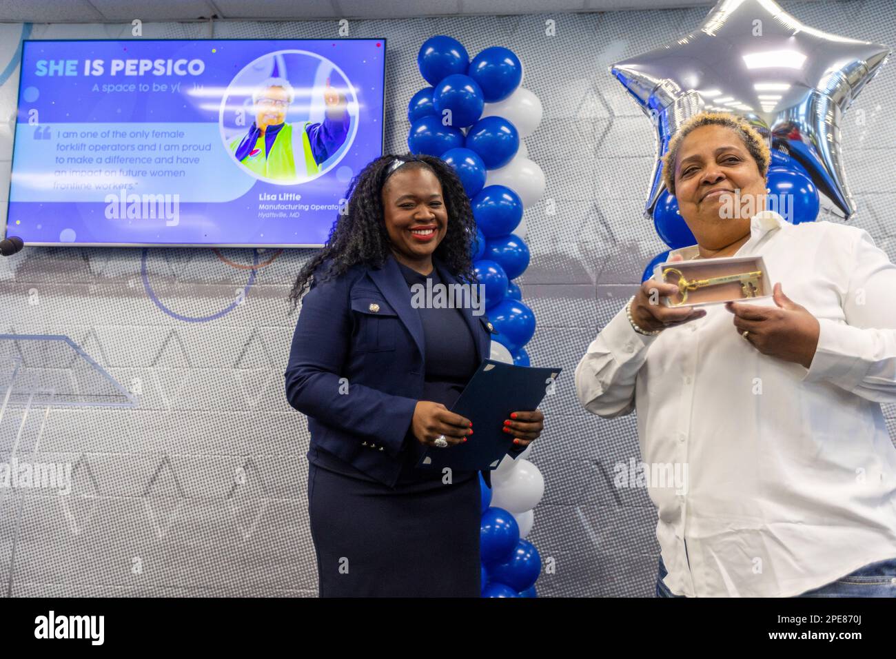IMAGE DISTRIBUTED FOR PEPSICO - Cheverly Mayor Kayce Munyeneh, left ...