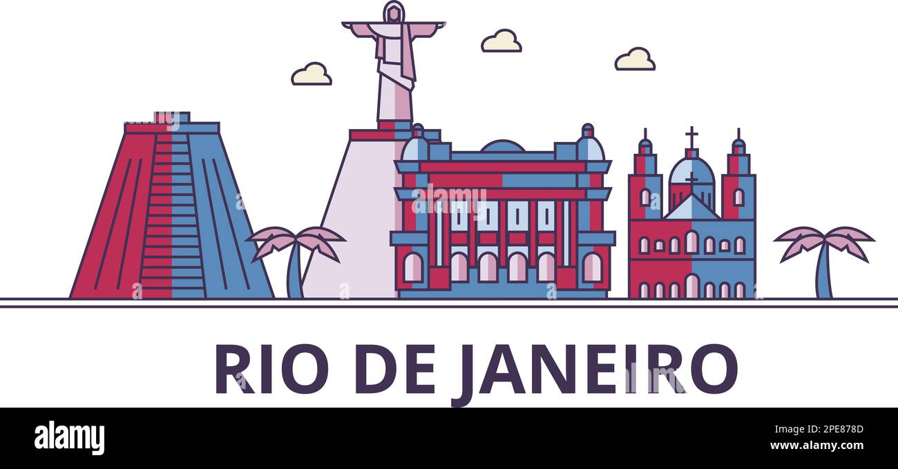 Brazil, Rio De Janeiro tourism landmarks, vector city travel ...