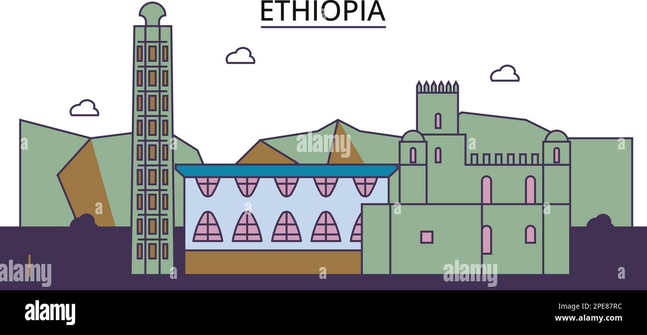 Ethiopia tourism landmarks, vector city travel illustration Stock ...