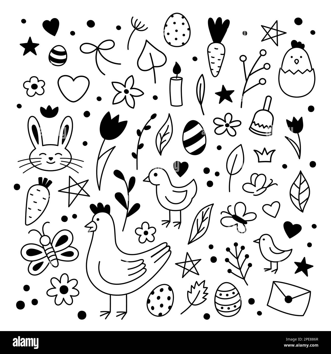 Rabbit hand drawn clipart Black and White Stock Photos & Images - Alamy