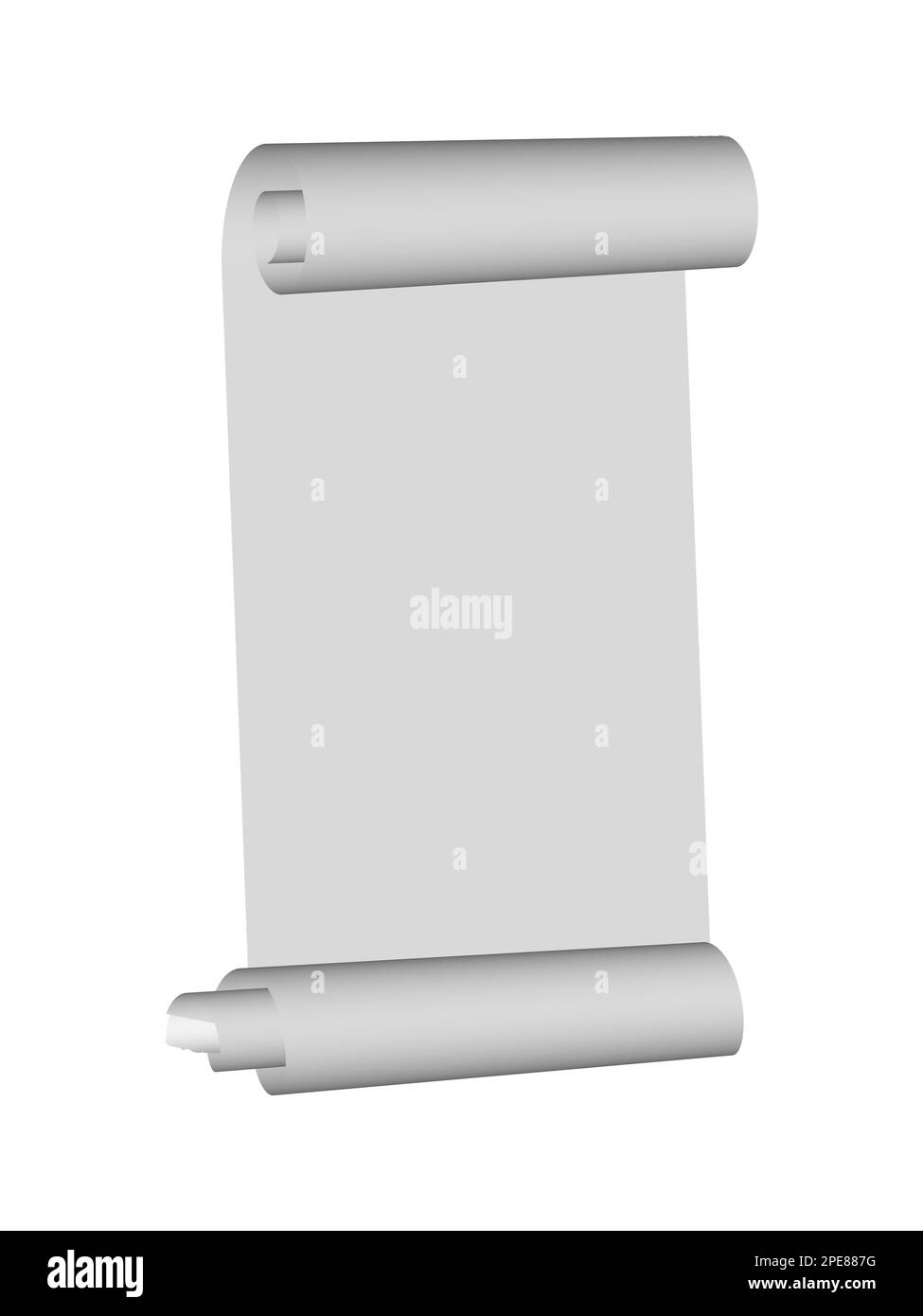 Realistic scroll in white color on white background. Paper blank scroll ...