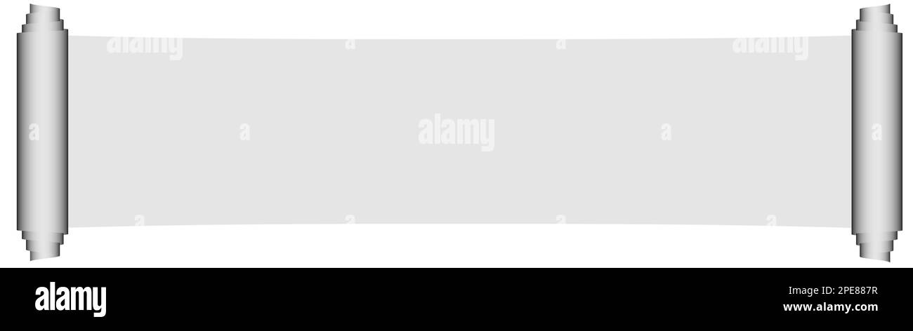 Realistic scroll in white color on white background. Paper blank scroll ...