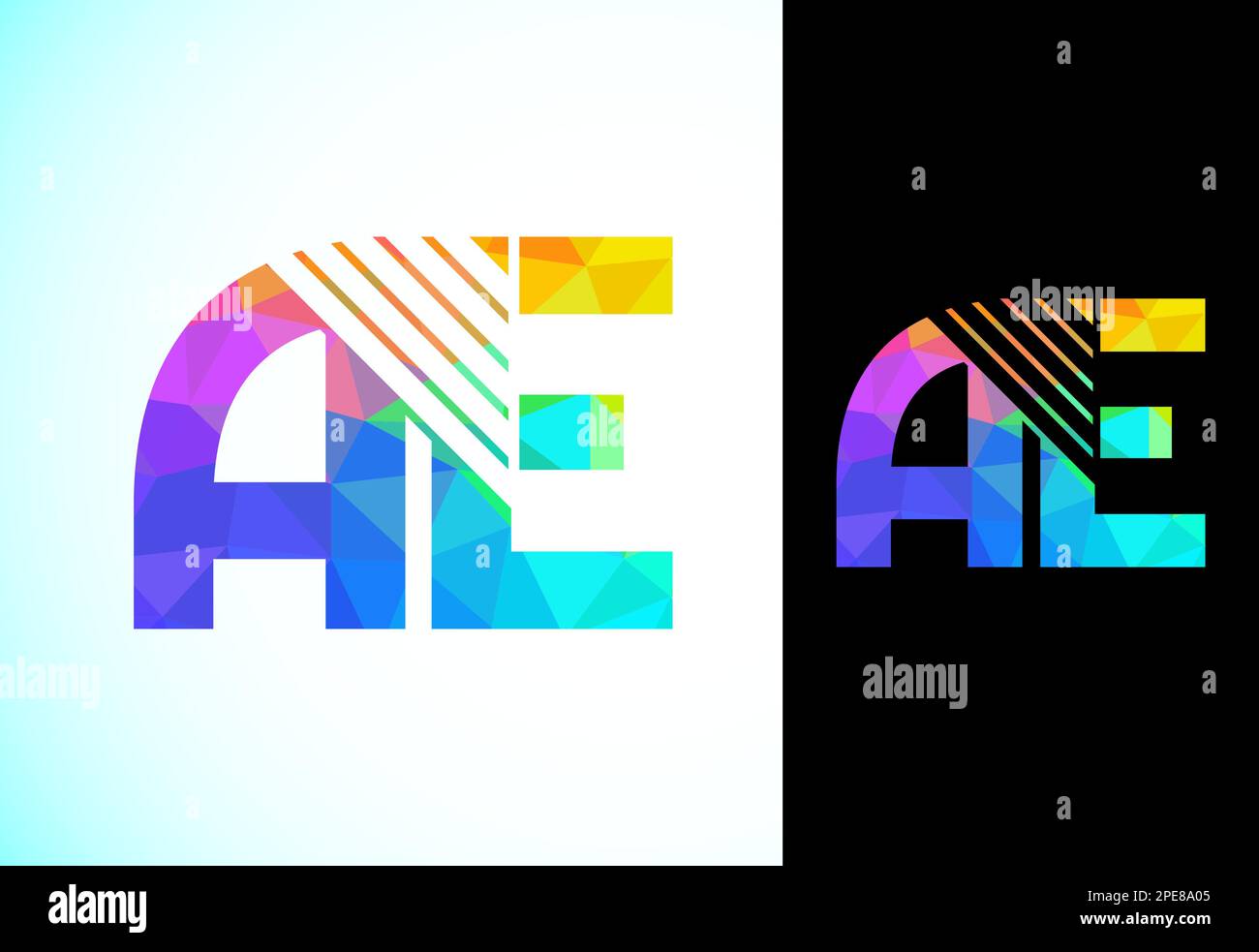 Polygonal Letter A E Logo Design Vector Template. Low Poly Graphic ...