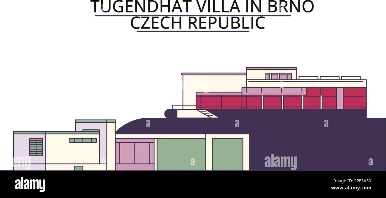Czech Republic, Brno, Tugendhat Villa tourism landmarks, vector city ...
