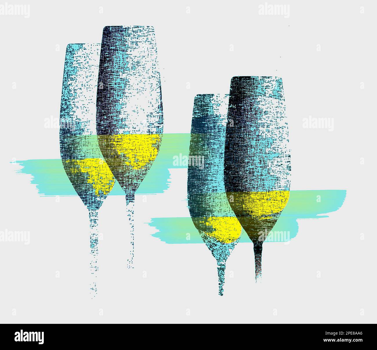 Long stem glassware with a textured color finish is seen in this ...