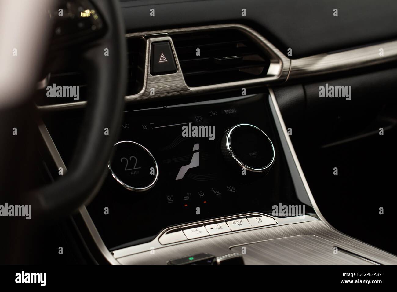 Car air conditioner dashboard. Modern car interior. Adjustable air ...