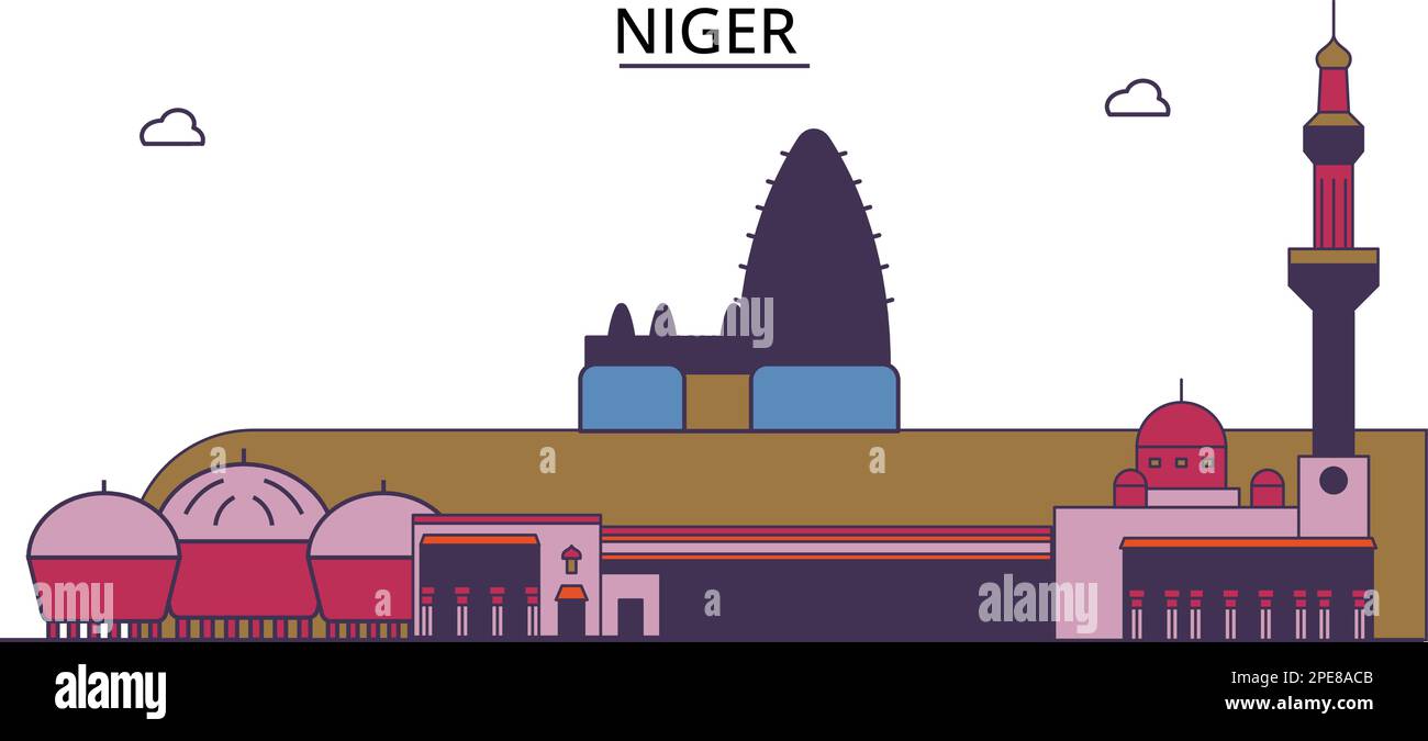 Niger tourism landmarks, vector city travel illustration Stock Vector ...