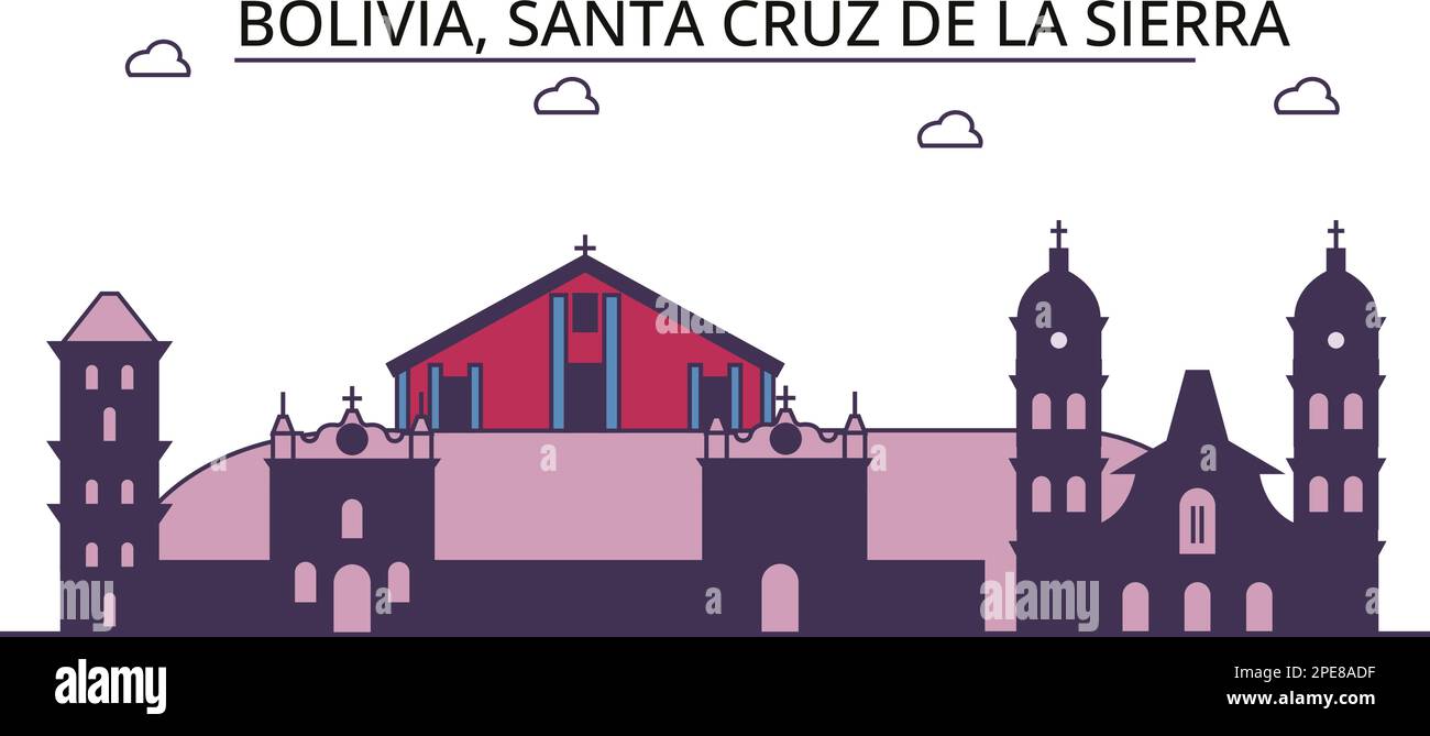 Bolivia, Santa Cruz De La Sierra tourism landmarks, vector city travel ...