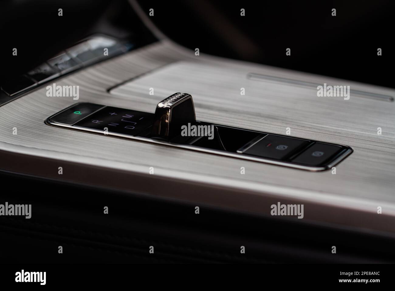 Close up of the modern automatic gearbox lever. Automatic transmission ...