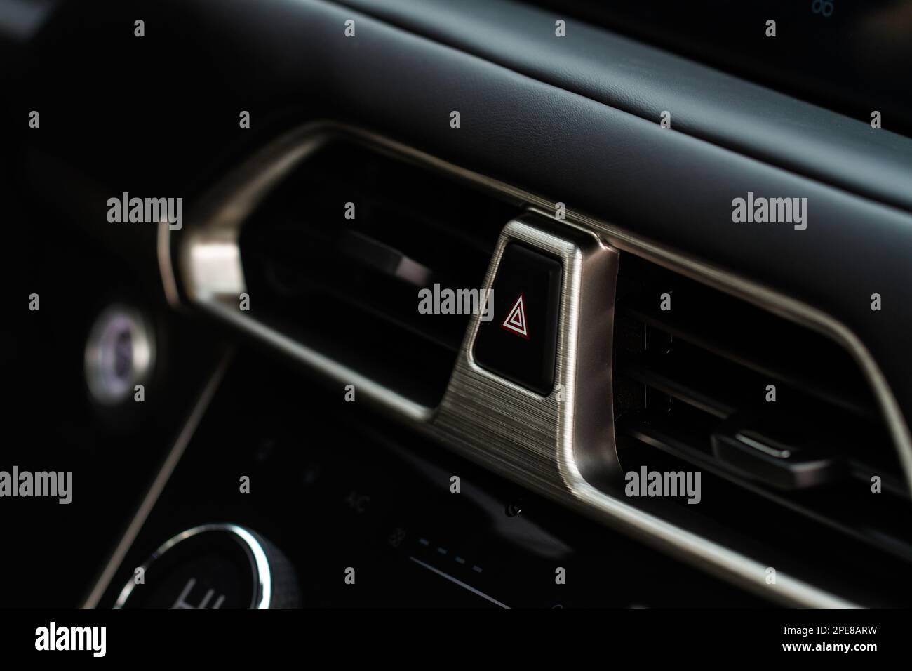 Warning button in a car. Car emergency stop button Stock Photo - Alamy