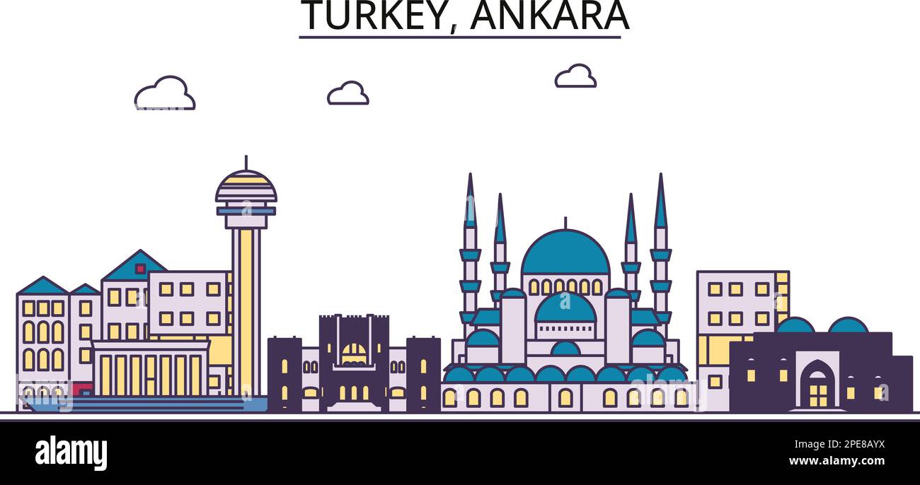 Turkey, Ankara tourism landmarks, vector city travel illustration Stock ...