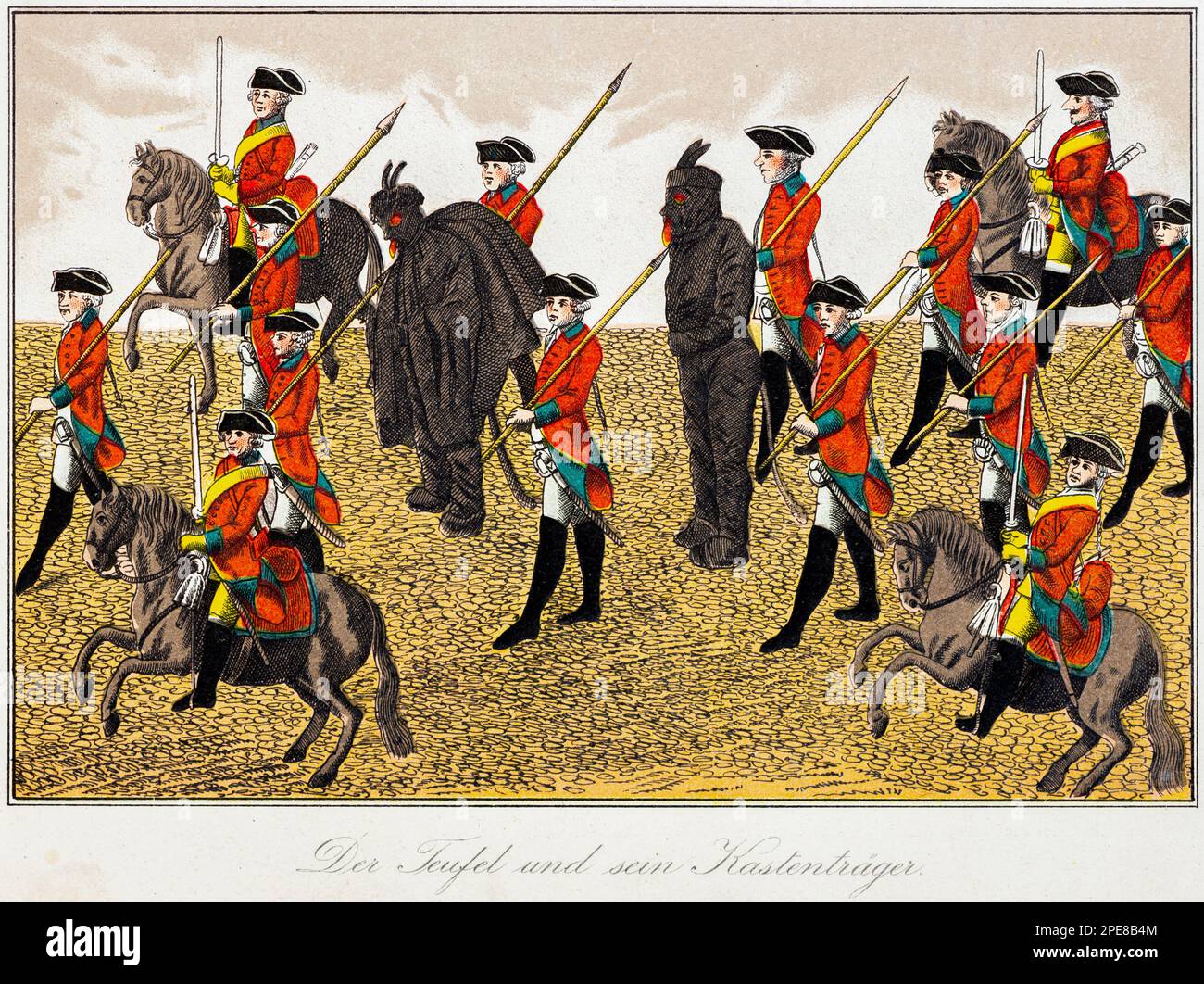 The devil and his carrier, Hamburg, Northern Germany, Illustration ...