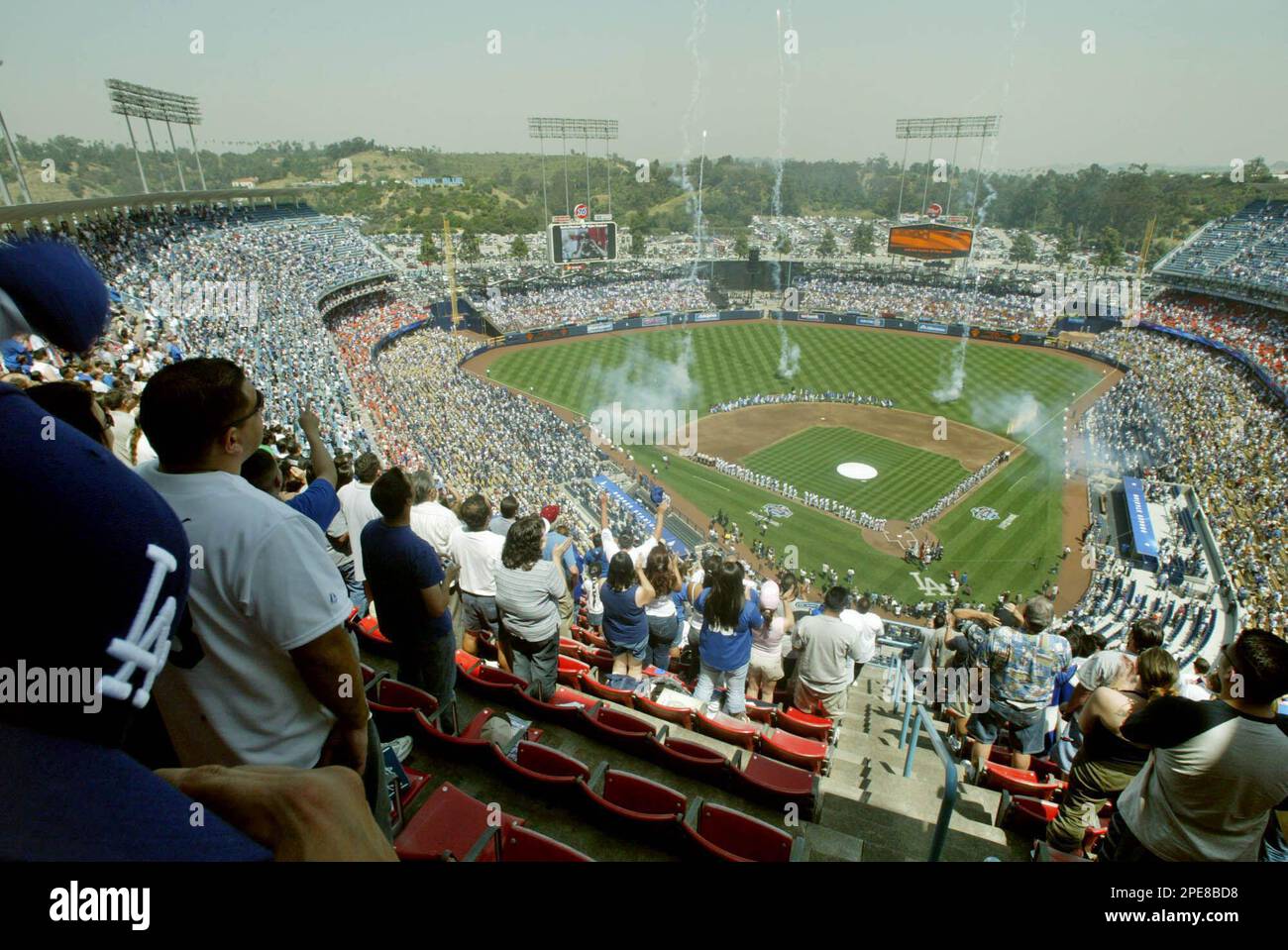 Los Angeles Dodgers' fans observe opening game fireworks Tuesday, April ...