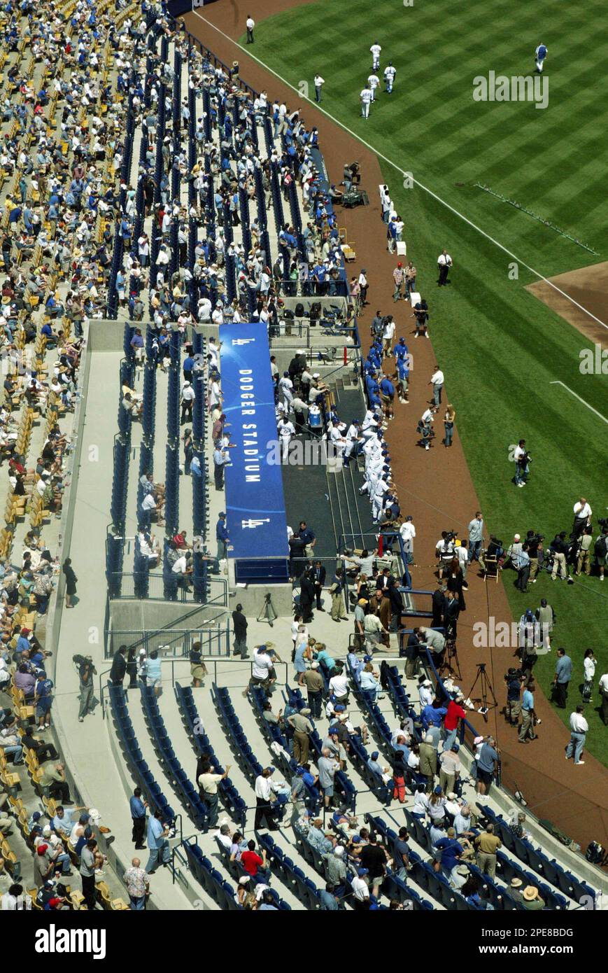 The new seats at the 43-year-old Dodgers stadium Tuesday, April 12 ...