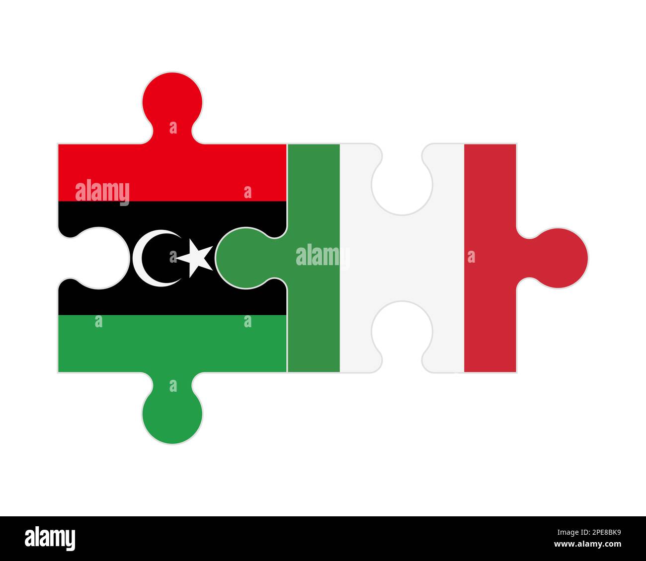 Connected puzzle of flags of Libya and Italy, vector Stock Vector Image ...