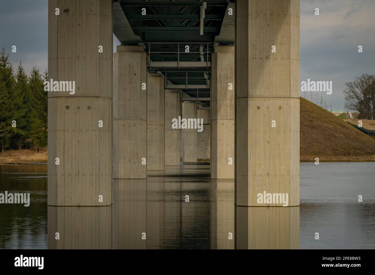 Overpass of new railway track over ponds between Sobeslav and Tabor ...