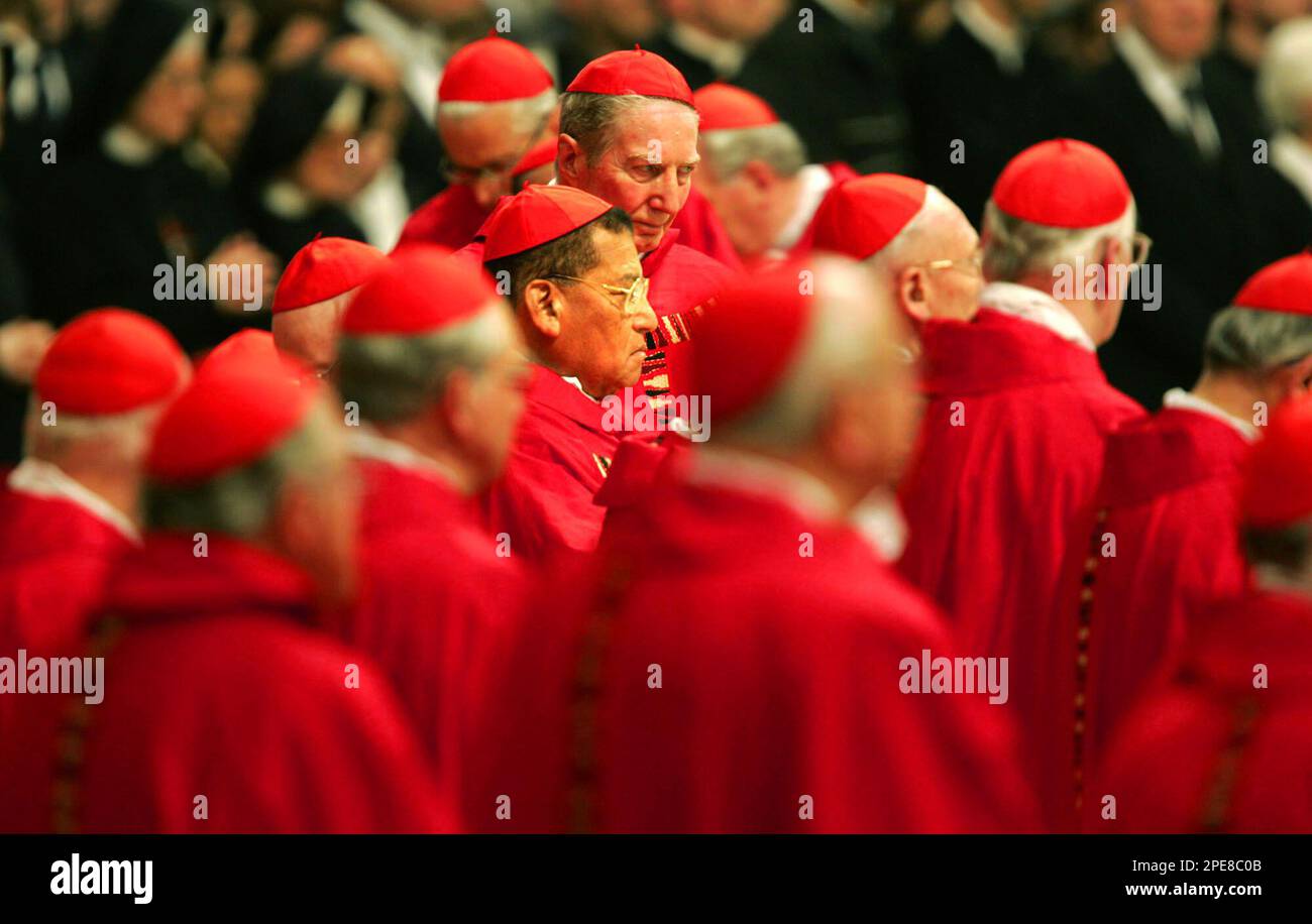 Cardinals surround Italian Cardinal Carlo Maria Martini, center top ...