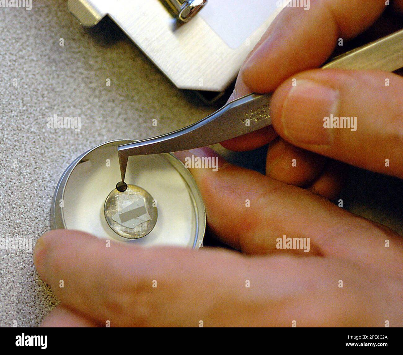 Distinguished Scientist Larry Allard displays one of the samples which ...