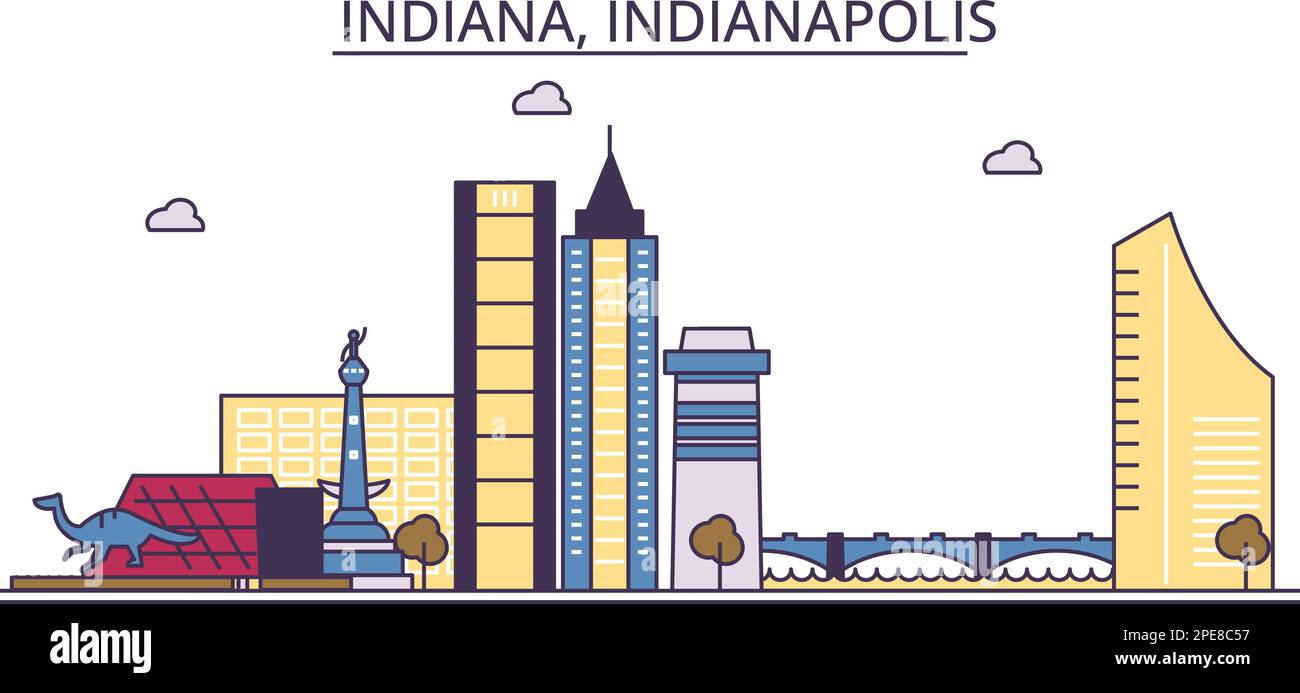 United States, Indianapolis tourism landmarks, vector city travel ...