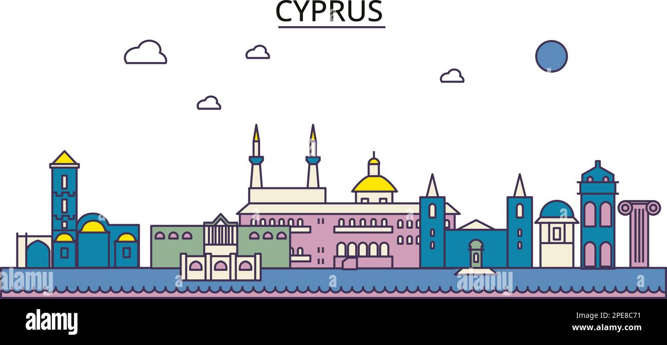 Cyprus tourism landmarks, vector city travel illustration Stock Vector ...