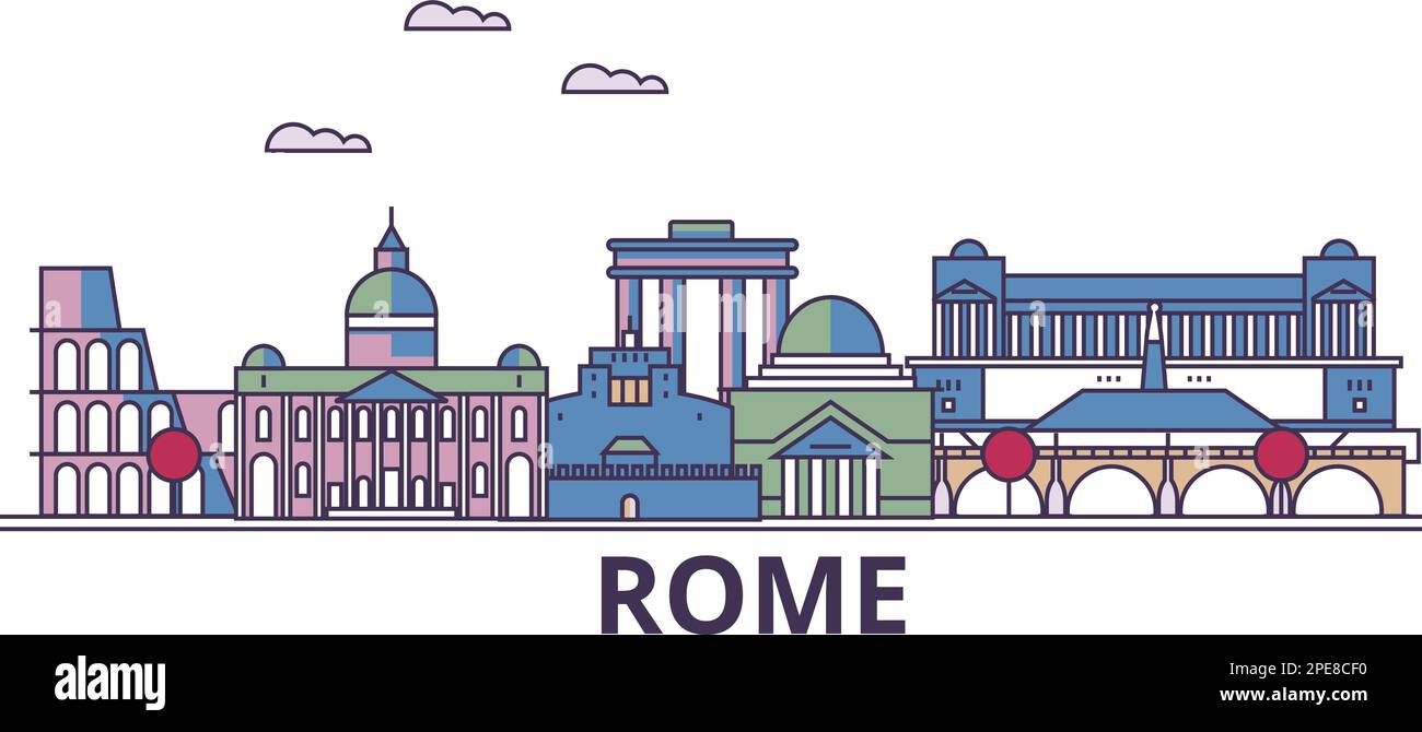 Italy, Rome City tourism landmarks, vector city travel illustration ...
