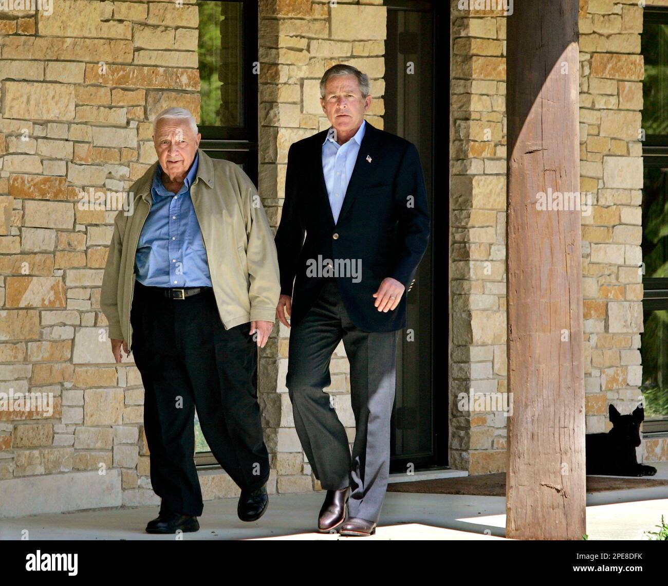 Israel's Prime Minister Ariel Sharon, left, and President George W ...