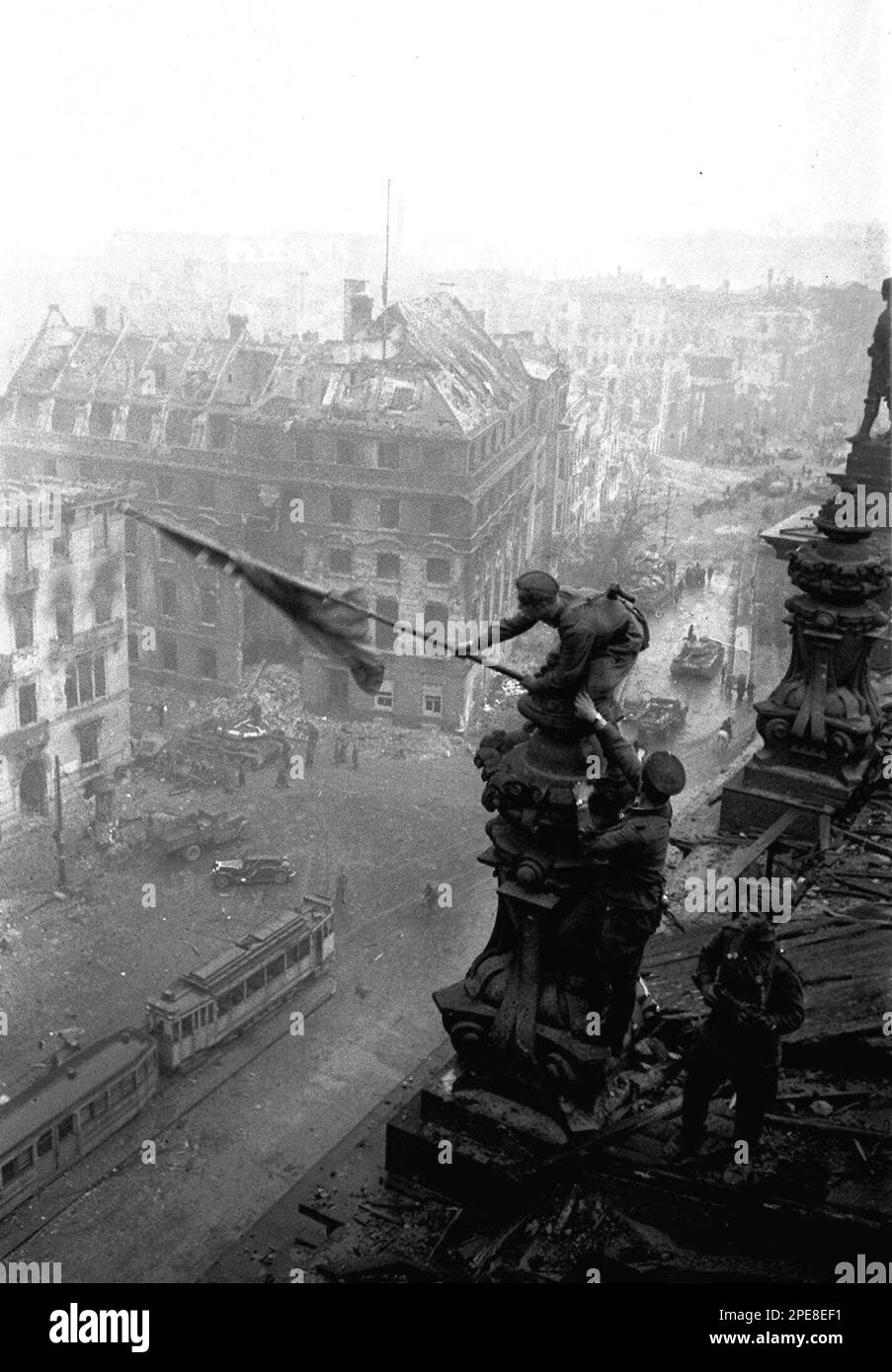 ** FILE **May 1945 file photo shows Soviet soldiers hoisting the red ...