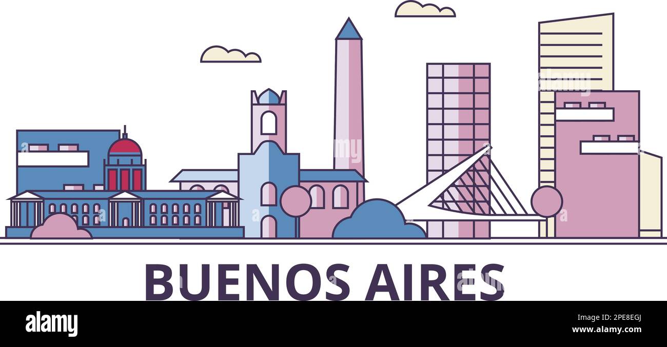 Argentina, Buenos Aires City tourism landmarks, vector city travel ...