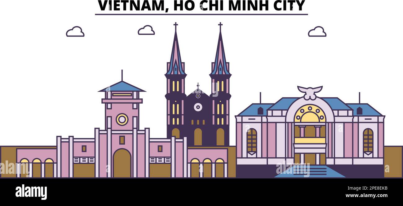 Vietnam, Ho Chi Minh City tourism landmarks, vector city travel ...