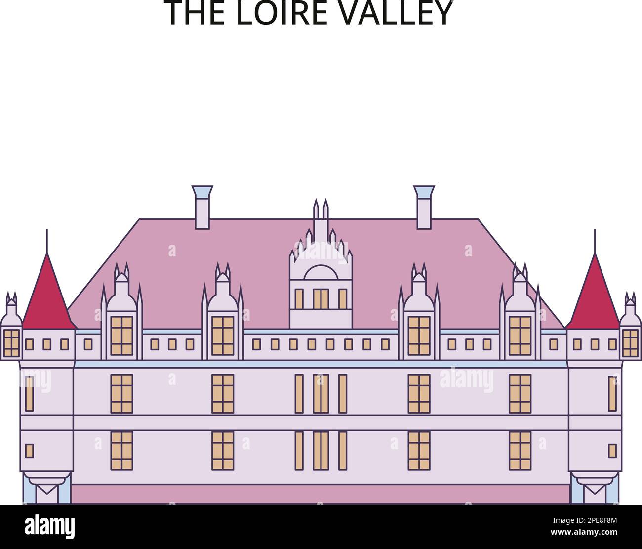 France, The Loire Valley Landmark tourism landmarks, vector city travel ...