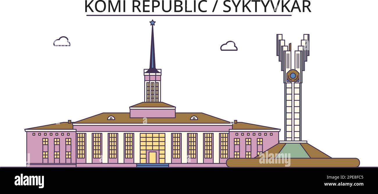 Russia, Syktyvkar tourism landmarks, vector city travel illustration ...