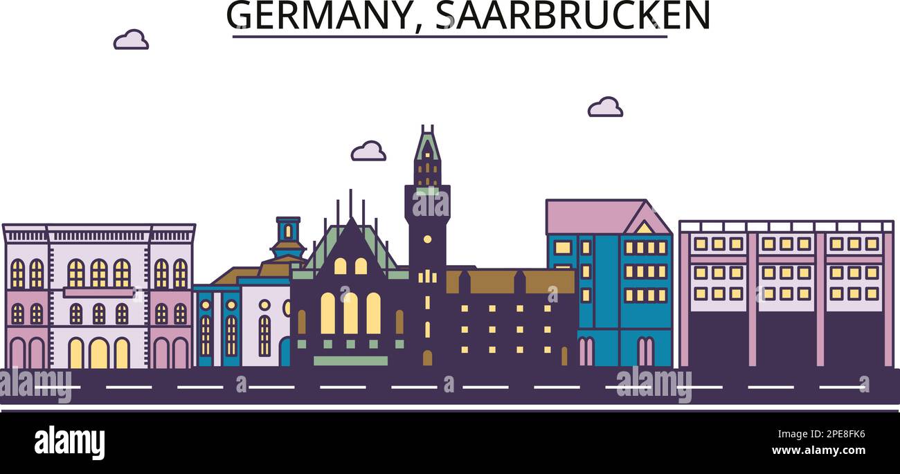 Germany, Saarbrucken tourism landmarks, vector city travel illustration Stock Vector Image & Art ...