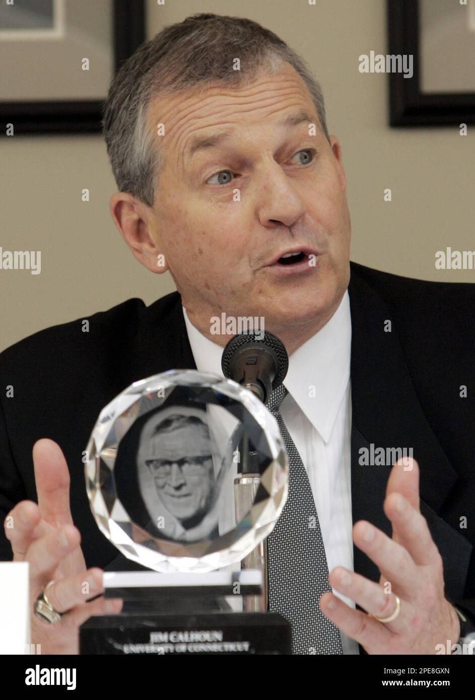 University of Connecticut men's head basketball coach Jim Calhoun talks ...