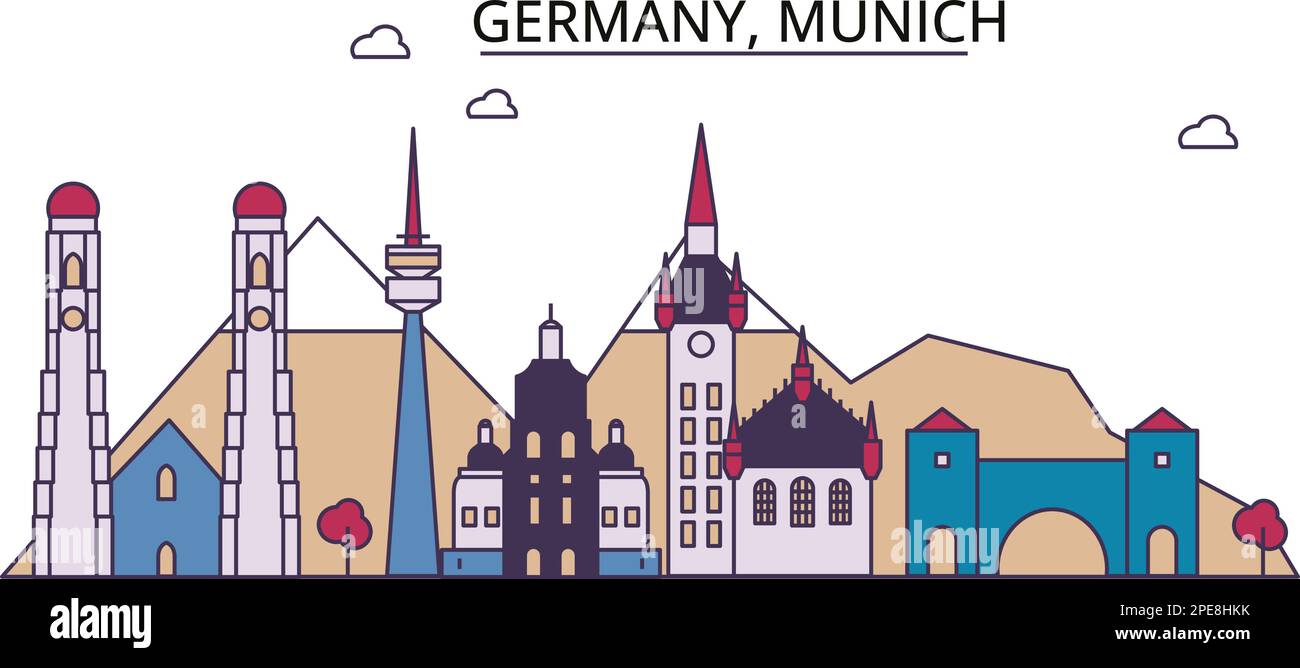 Germany, Munich tourism landmarks, vector city travel illustration Stock Vector Image & Art - Alamy