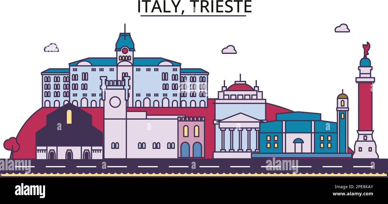Italy, Trieste tourism landmarks, vector city travel illustration Stock ... Italy, Trieste tourism landmarks, vector city travel illustration Stock ...