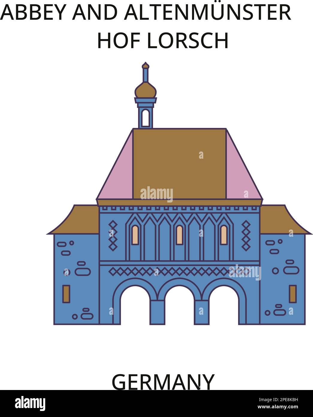 Germany, Lorsch tourism landmarks, vector city travel illustration ...