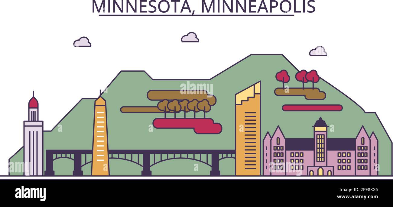 United States, Minneapolis tourism landmarks, vector city travel ...
