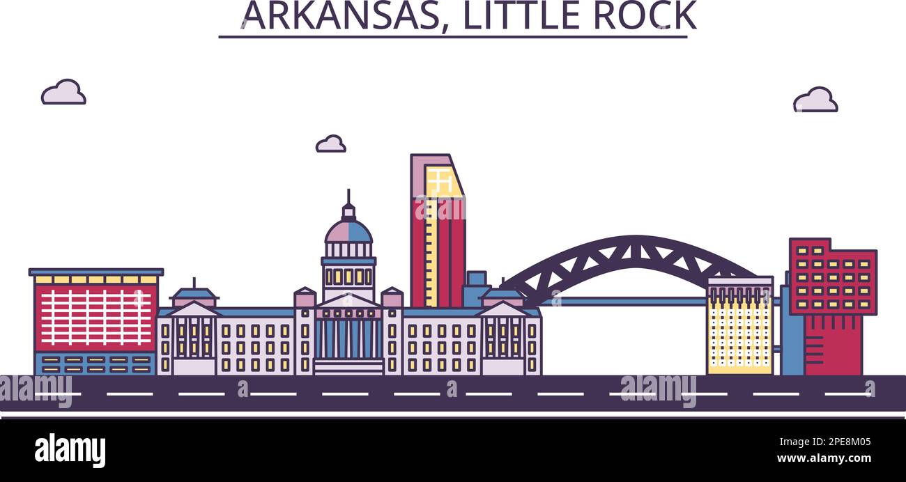 United States, Little Rock tourism landmarks, vector city travel ...
