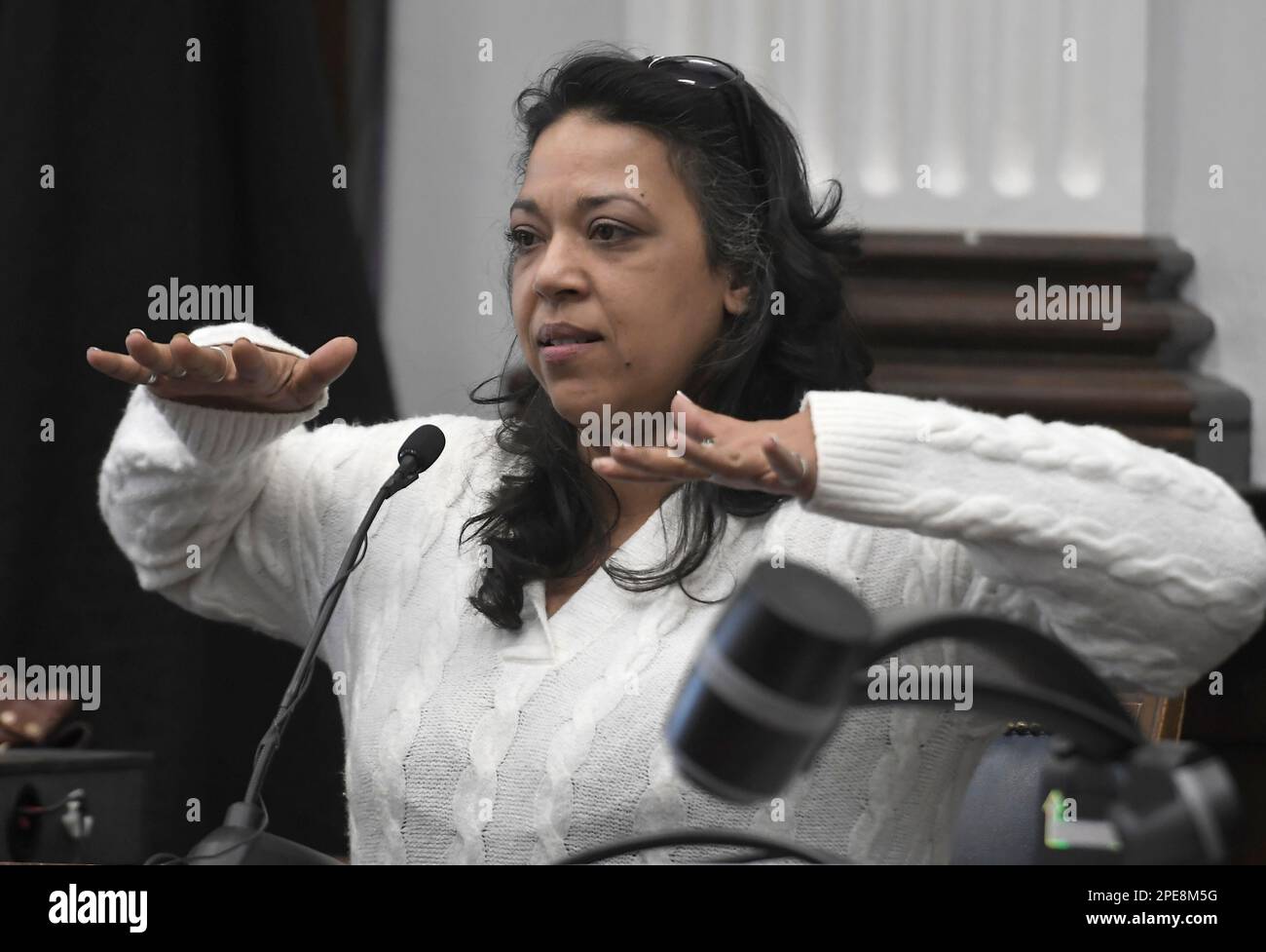 Sadie Beacham answers questions after being accused of communicating ...