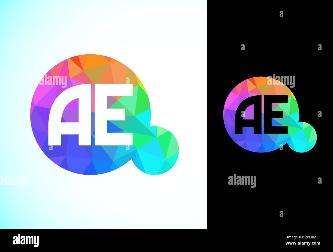Polygonal Letter A E Logo Design Vector Template. Low Poly Graphic ...