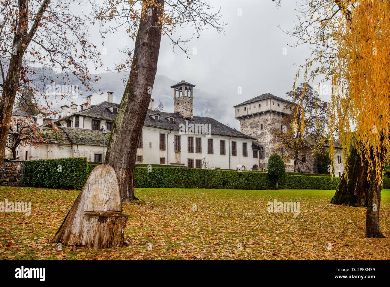 Amazing park next to old Mansion on coastline of lake Maggiore in ...