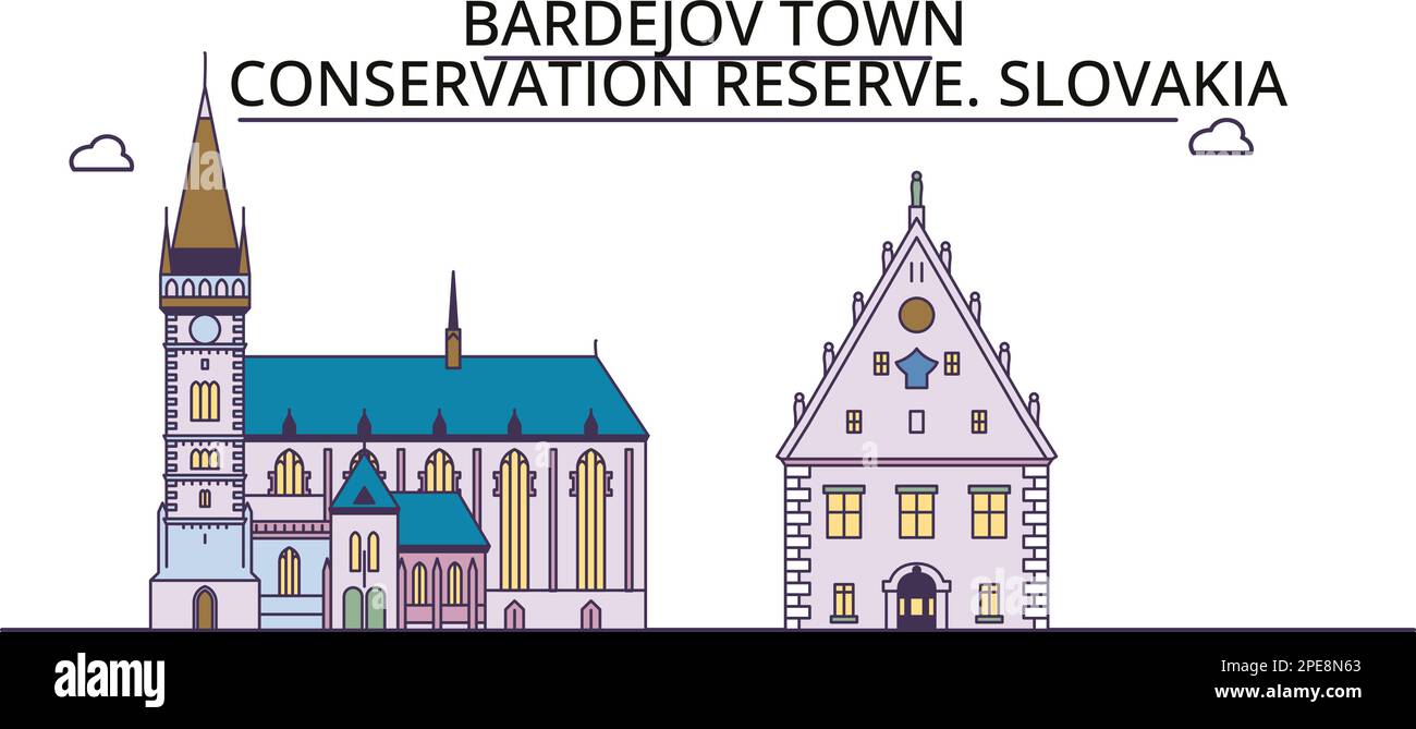 Slovakia, Bardejov Town tourism landmarks, vector city travel ...