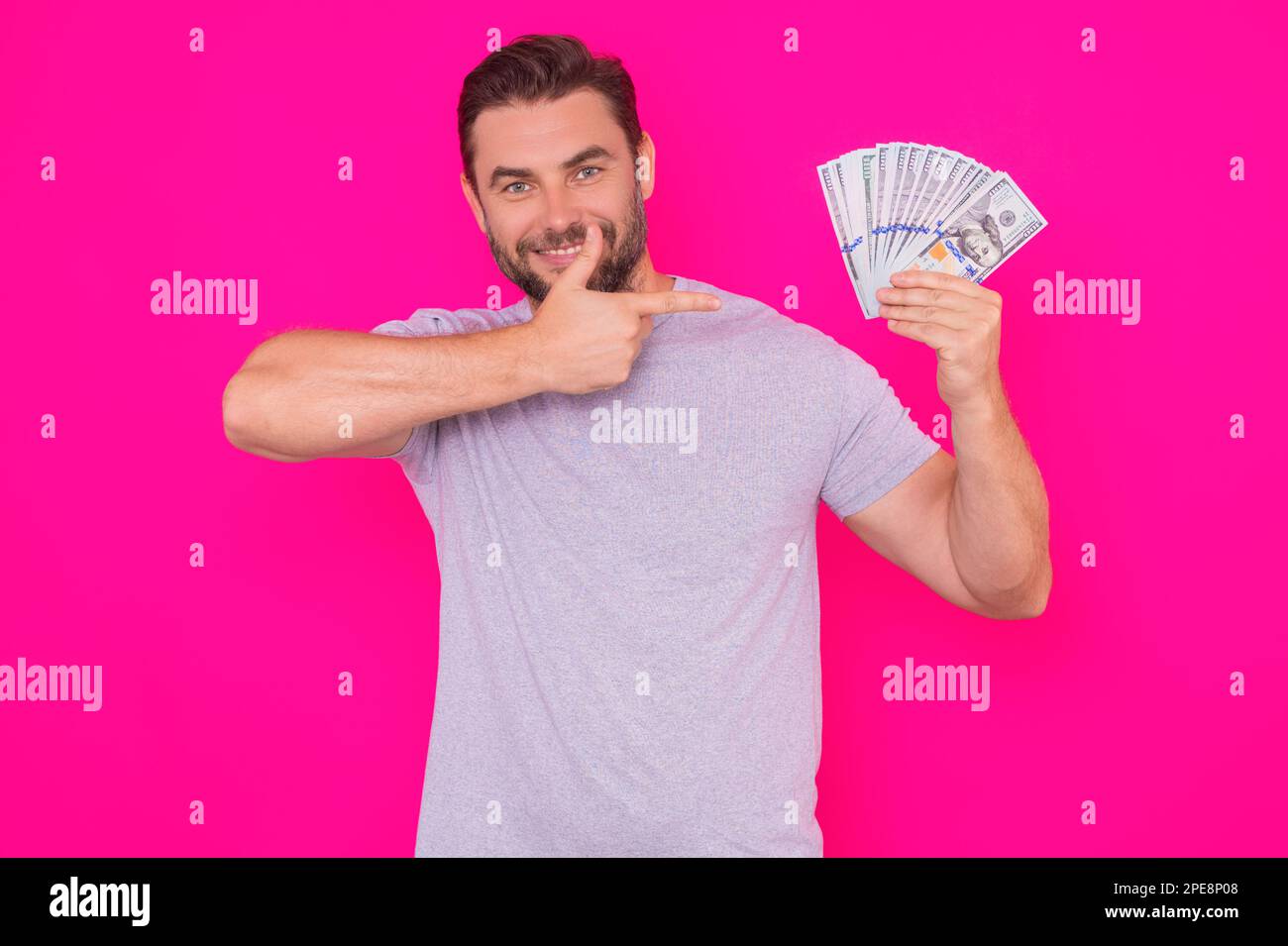 Business man with money banknotes. Male entrepreneur with dollar bills ...