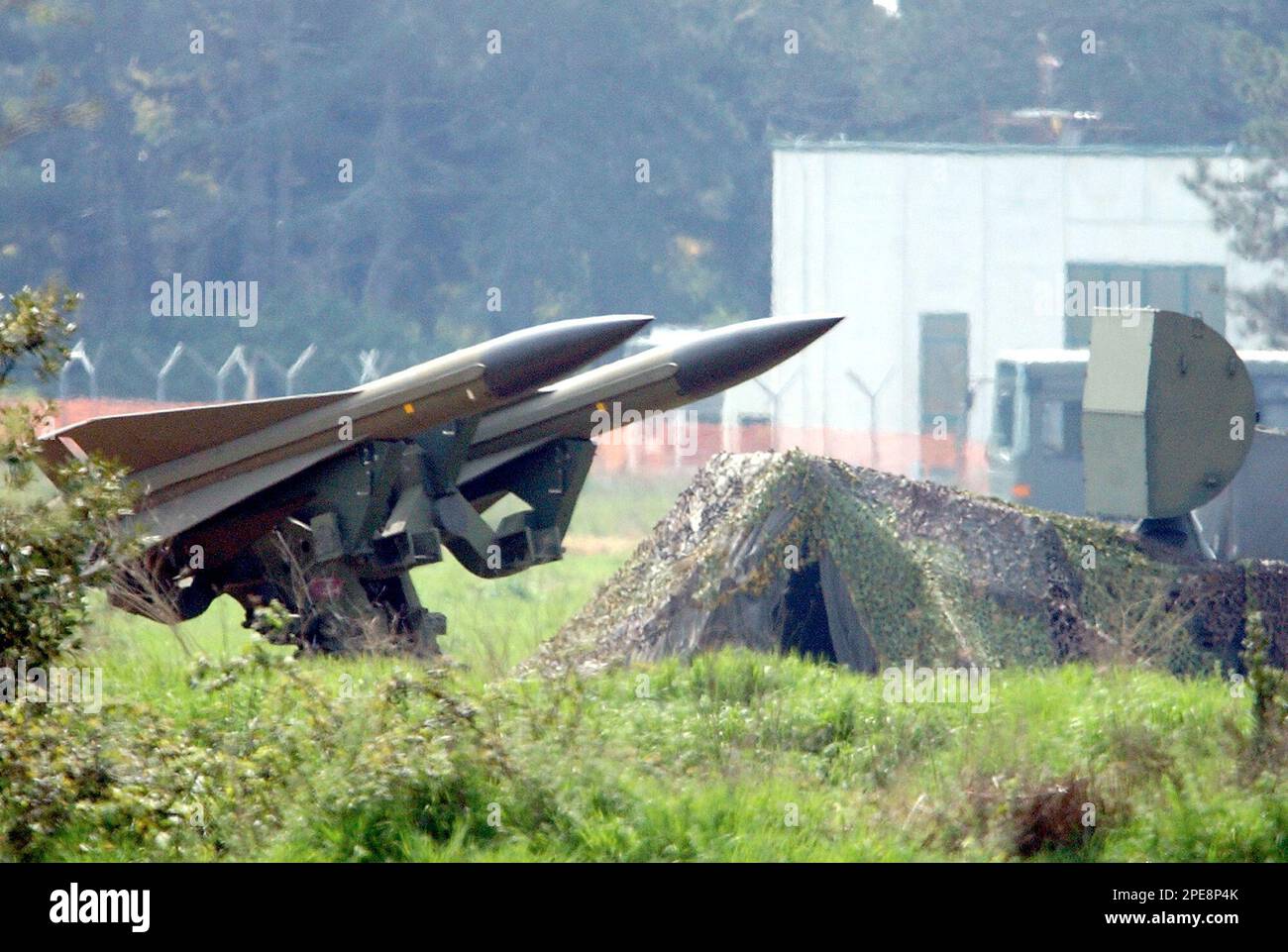 Anti-aircraft missiles, part of the Italian Defense system, are ...