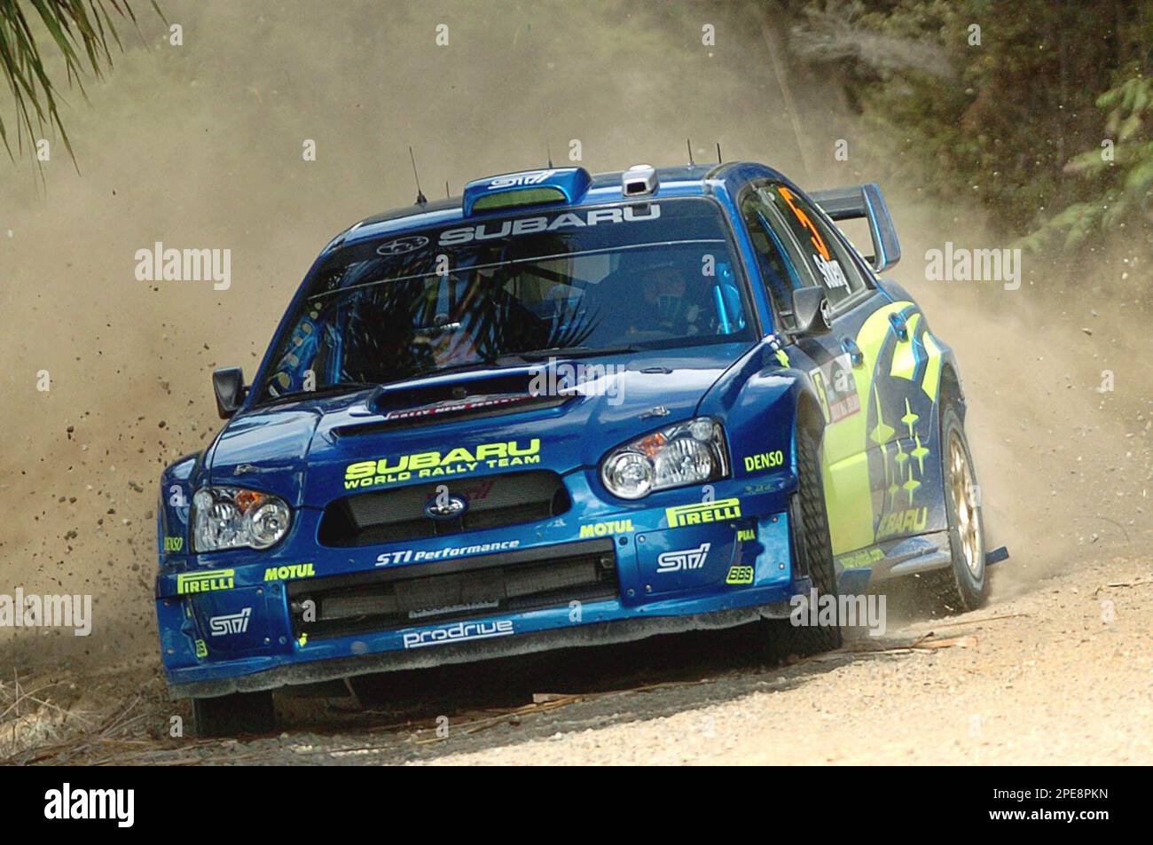 Petter Solberg of Norway drives his Subaru Impreza WRC 2005 on Weymouth ...