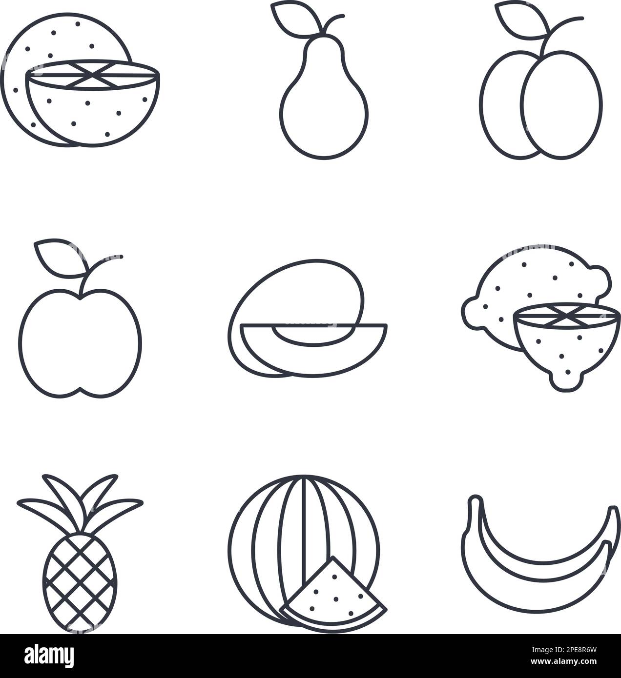 Set of basic fruits line icons Stock Vector Image & Art - Alamy