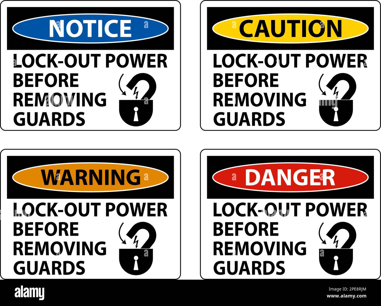 Danger Lock-Out Power Label On White Background Stock Vector Image ...